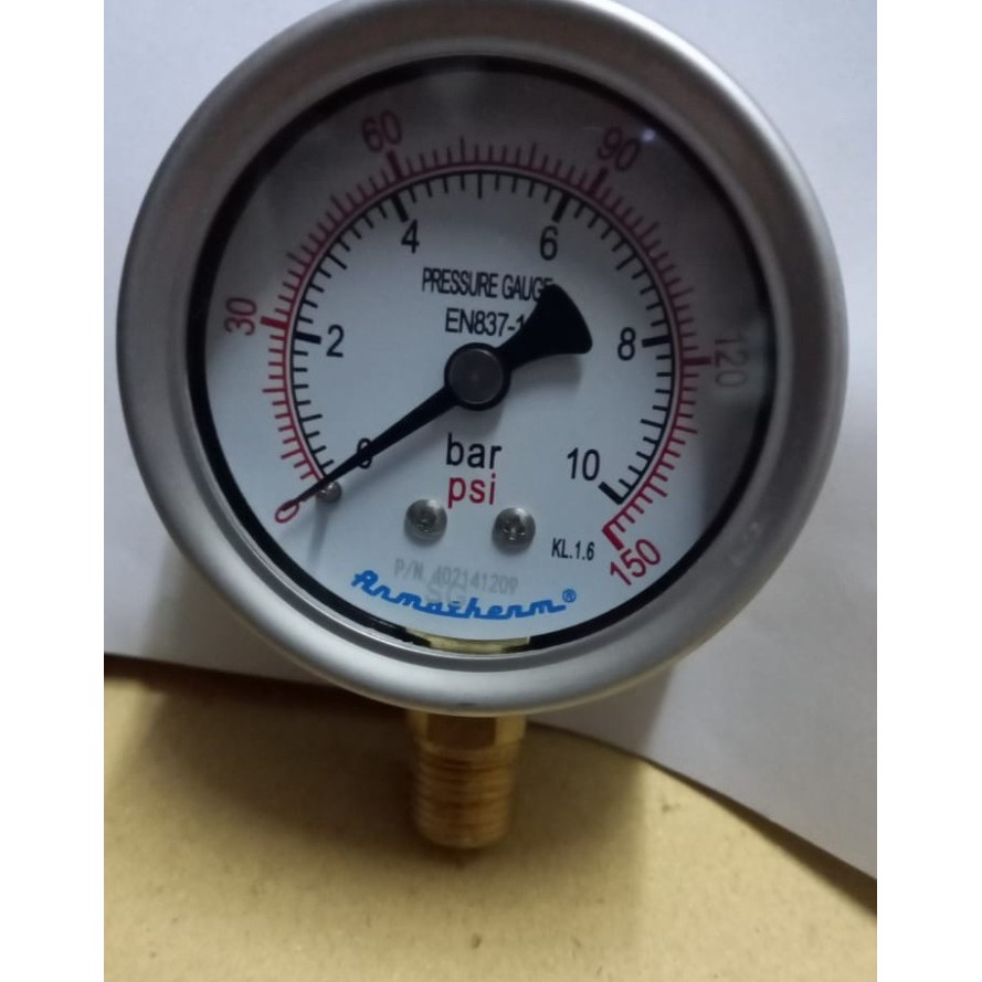 Jual Pressure Gauge Armatherm 2,5" Inch 0-10Bar/150 Psi Drat 1/4" Npt Brass | Shopee Indonesia