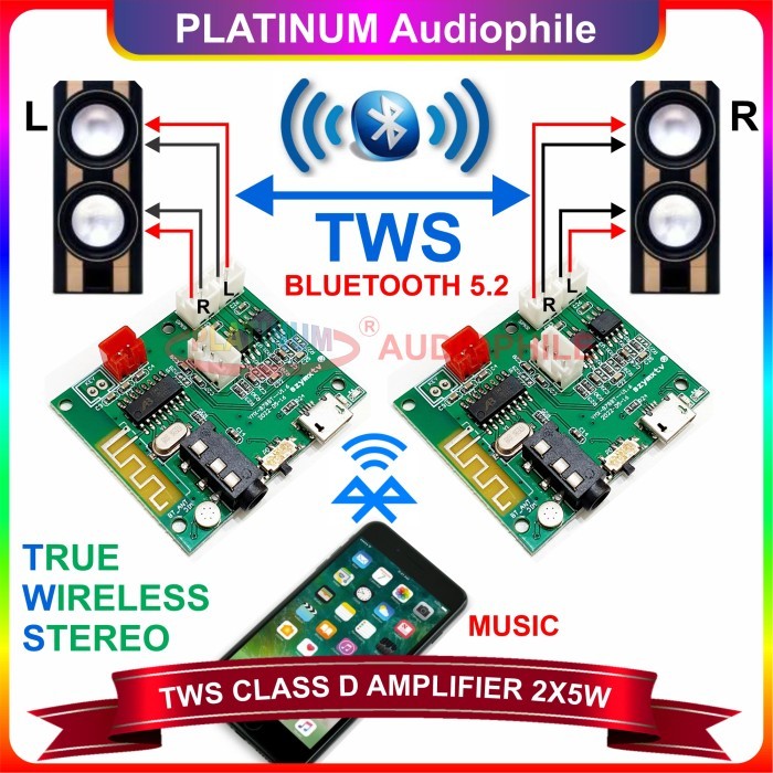 Jual Jual [READY] Modul Bluetooth TWS Amplifier Mini Class D 2X 5W Modul Bluetooth 5.2 | Shopee ...