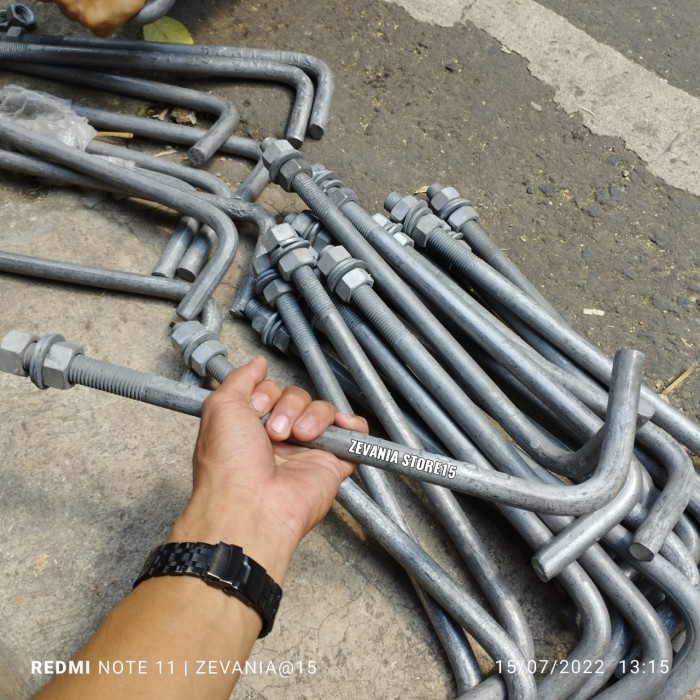 Jual Jual [READY] Angkur L beton HDG / m22 x 60cm + 2mur + 2ring ...