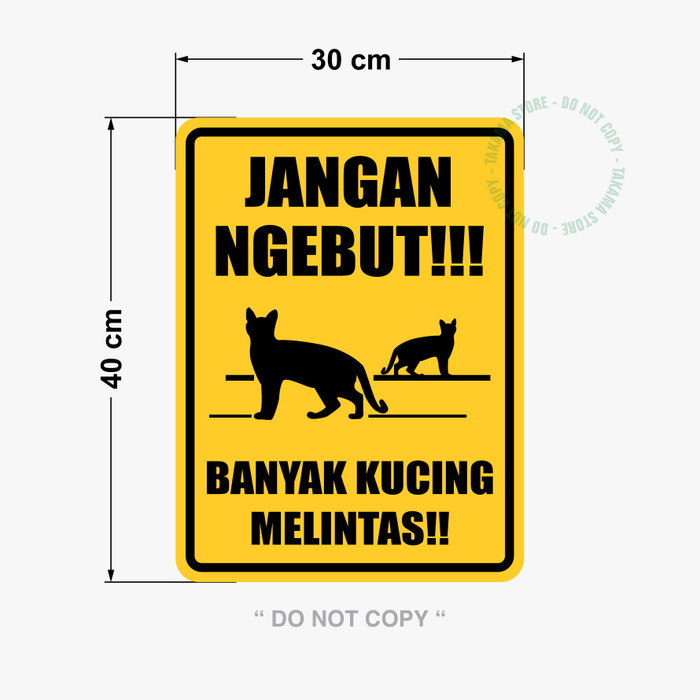 Jual Rambu Sign Signage Hati Hati Kucing Melintas 30 X 40 Cm Plat ...