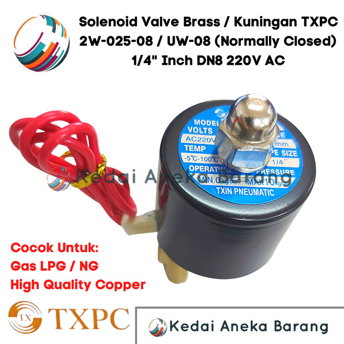 Jual ~@~@~@~@] Solenoid Valve 1/4" 1/4 Inch TXPC Brass Kuningan 220V AC ...