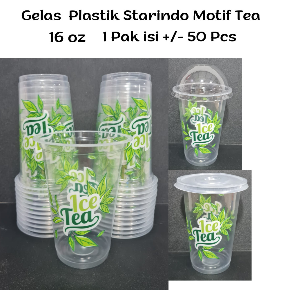 Jual Gelas Plastik Motif Ice Tea Buah 16oz Starindo Isi 50 Pcs l Cup ...