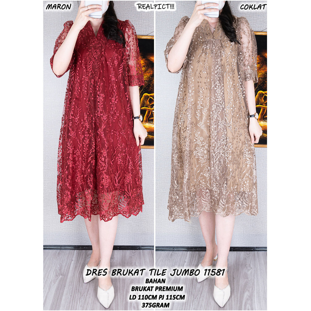 Jual DRES BRUKAT TILE JUMBO 11581 (READY STOK) | Shopee Indonesia