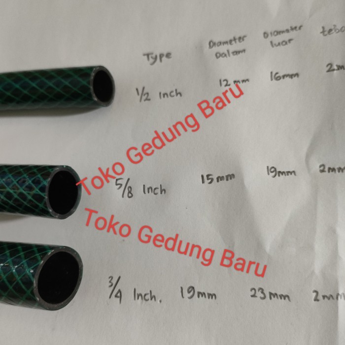 Jual Selang Air Taman/Selang Garden/Selang Serat Benang Hijau Hitam/ Selang Anti Lumut. Ukuran 1 ...