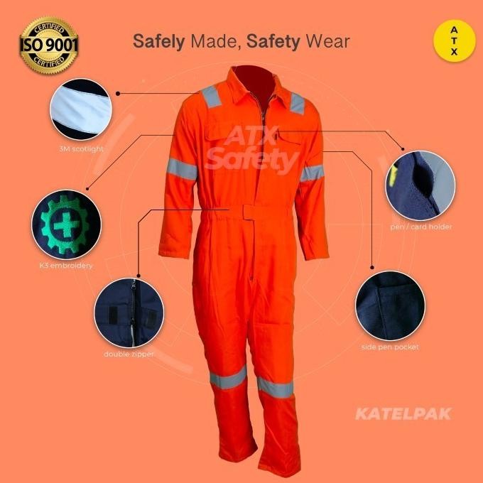 Jual Wearpack Baju Safety Katelpak Coverall Terusan Jumpsuit Oren ATX ...