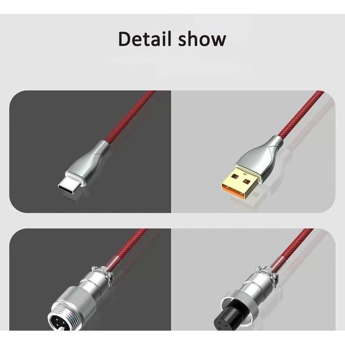 Jual MECHANICAL KEYBOARD COILED CABLE WIRE TYPE C AVIATION CONNECTOR ...