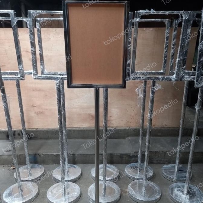 Jual Promo Sign Stand Stainless Signage Standing Sign Frame display A3 ...