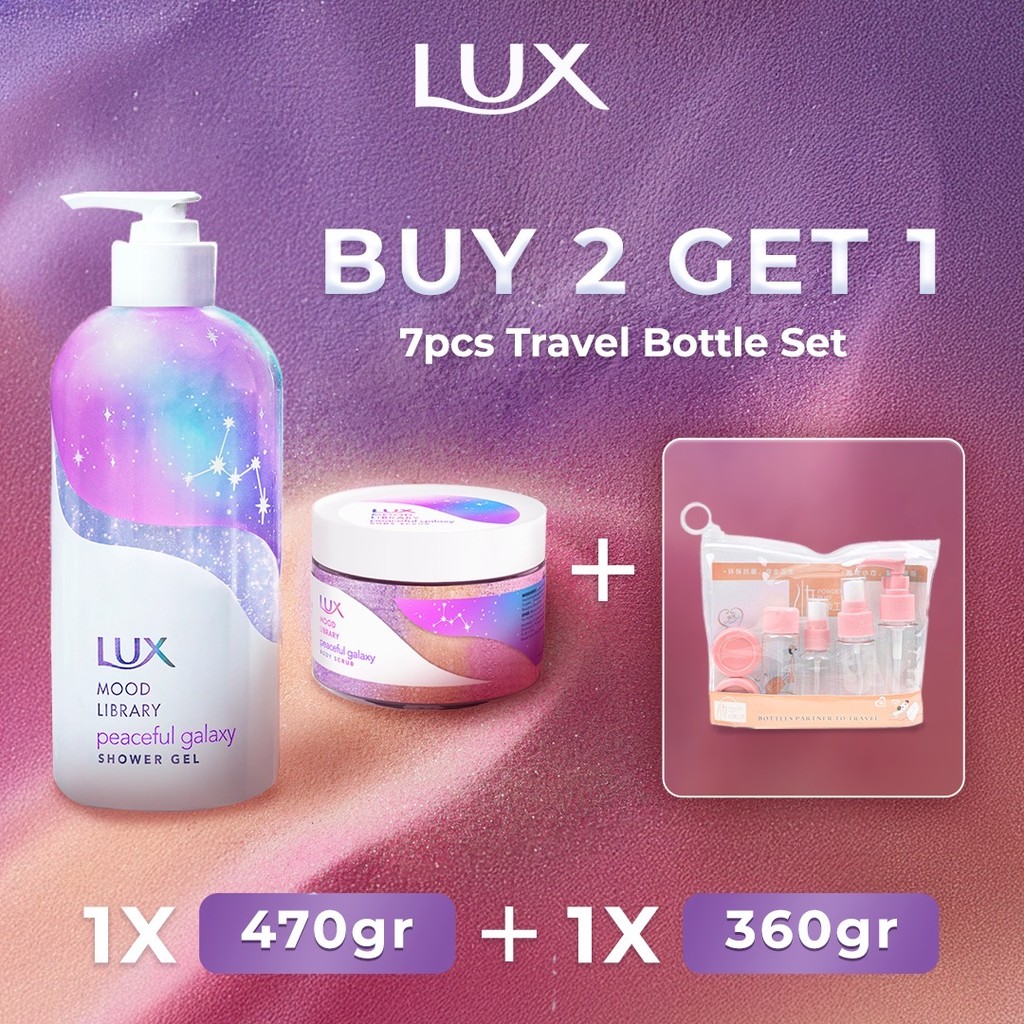 Jual Buy Lux Peaceful Galaxy Shower Gel 470gr and Body Scrub 360gr Get ...