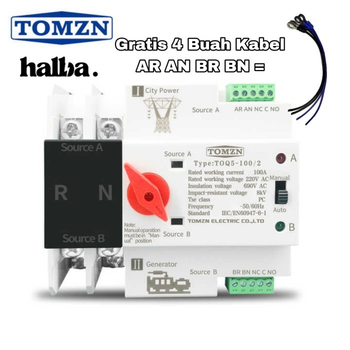 Jual Automatic Transfer Switch Ats Ac 2P 220V 100A 125A Tomzn Cos Din ...