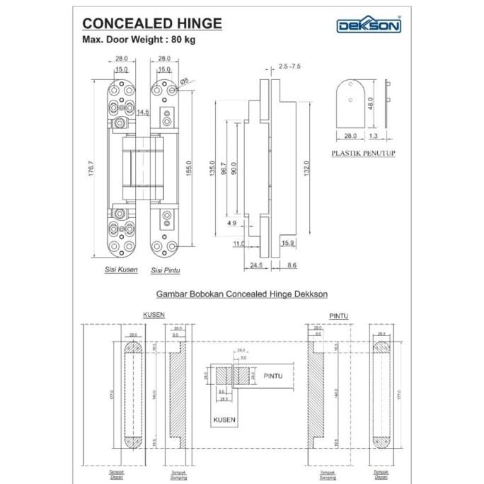 Jual Engsel Concealed Dekkson Es Conc D80 Na Invisible Hinge Engsel ...