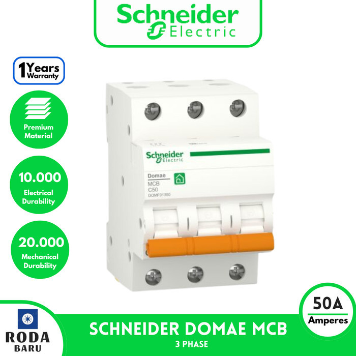 Jual Mcb 50A 3P 3 Schneider Domae Baru 3 Phase 50 Ampere Original | Shopee Indonesia
