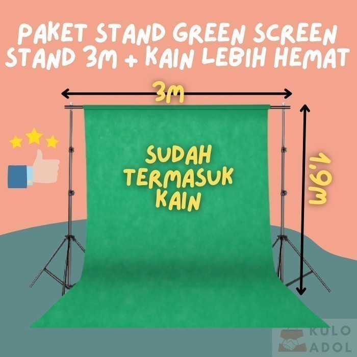 Jual Paket Stand Tiang Background Green Screen 3 Meter Bracket Backdrop ...