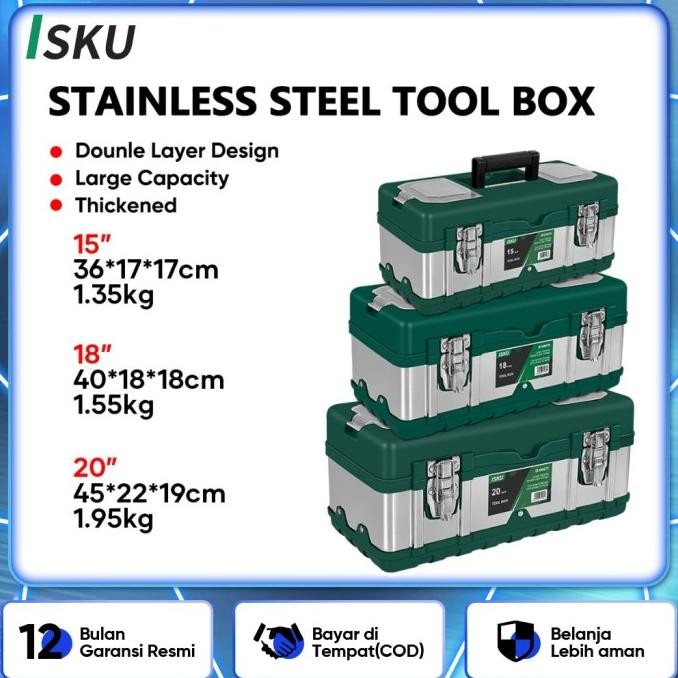 Jual ISKU TOOL BOX BESAR BESI TAHAN KARAT BOX ALAT PERKAKAS 15-20INCH ...