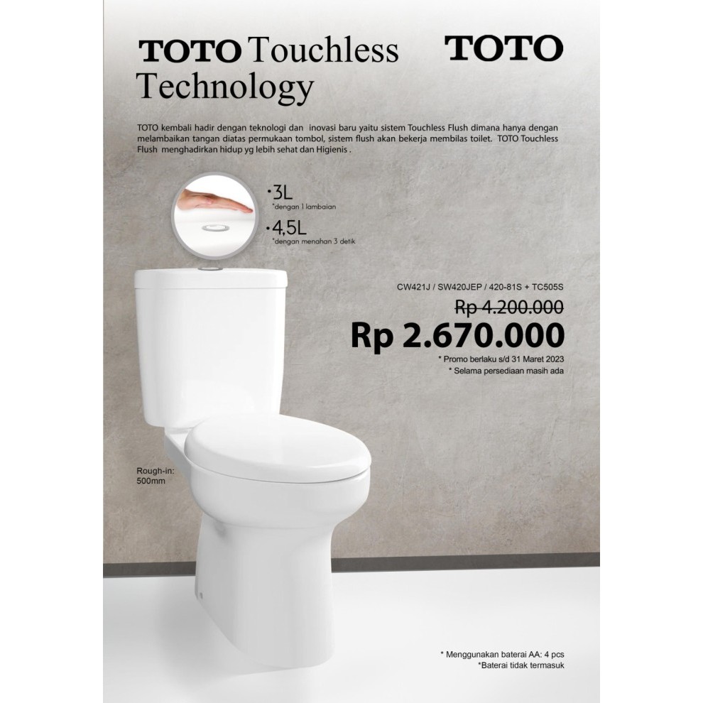 Jual Closet duduk TOTO CW421 flush sensor | Shopee Indonesia