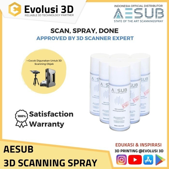 Jual AESUB WHITE Professional 3D Scanning Spray 400 ml Spray Scan Done ...