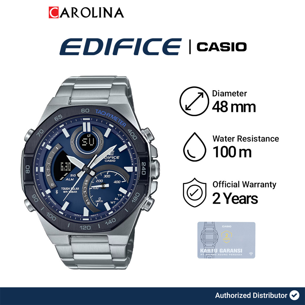 Jual Jam Tangan Casio Pria EDIFICE ECB-950DB-2A Digital Analog Dial Silver Stainless Steel Band ...
