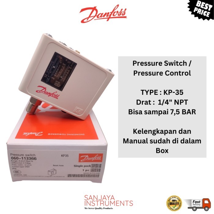 Jual DANFOSS Pressure Switch KP35 AUTO / Pressure Control 7,5 Bar | Shopee Indonesia
