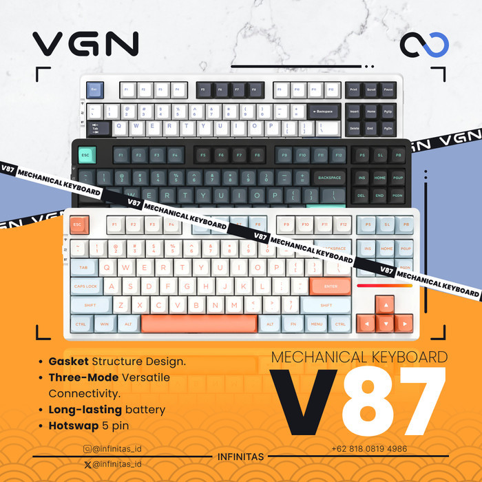 Jual Vgn V87 / V-87 Hotswap Gasket Wireless Tkl Mechanical Keyboard ...