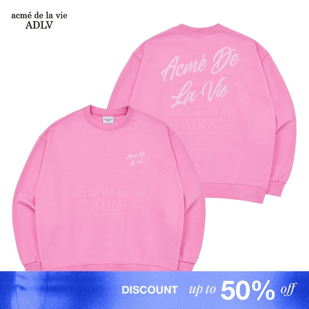 Jual [ADLV] Script Logo Printing Sweat Shirt Pink - Sweater Oversized ...