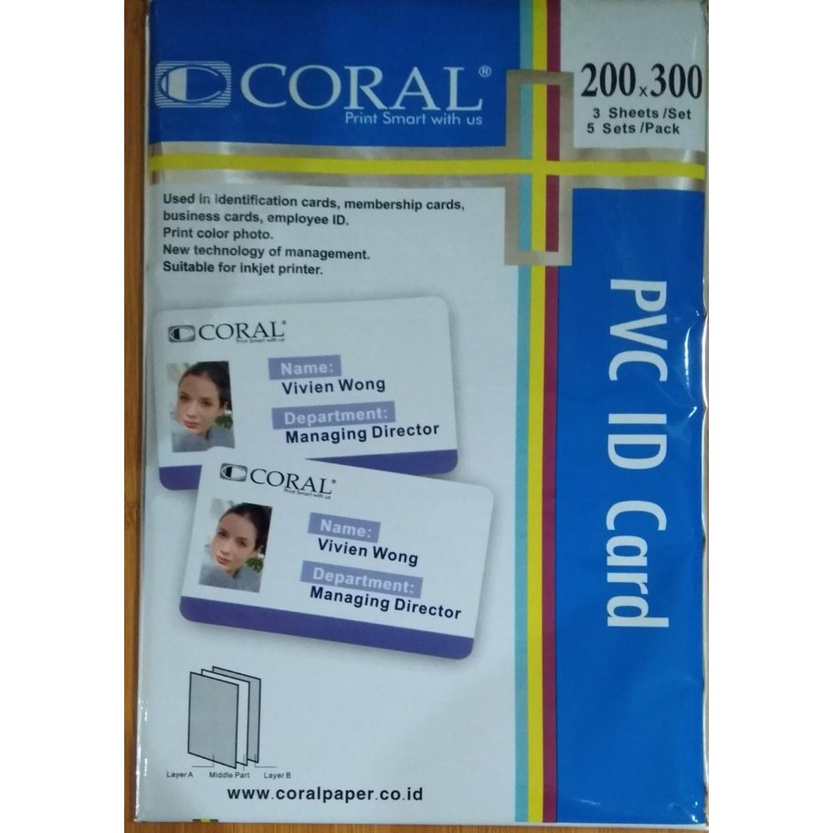 Jual CORAL Kertas PVC Bahan ID Card Instan A4 isi 5 Lembar | Shopee ...