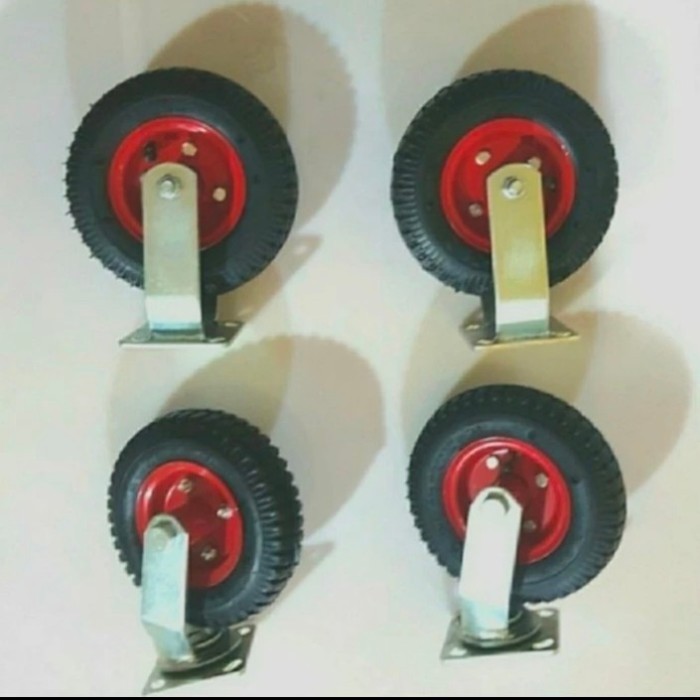 Jual Roda Trolley Ban Angin / Roda Ban Pompa 8 Inch 1Set (2Hidup 2Mati ...