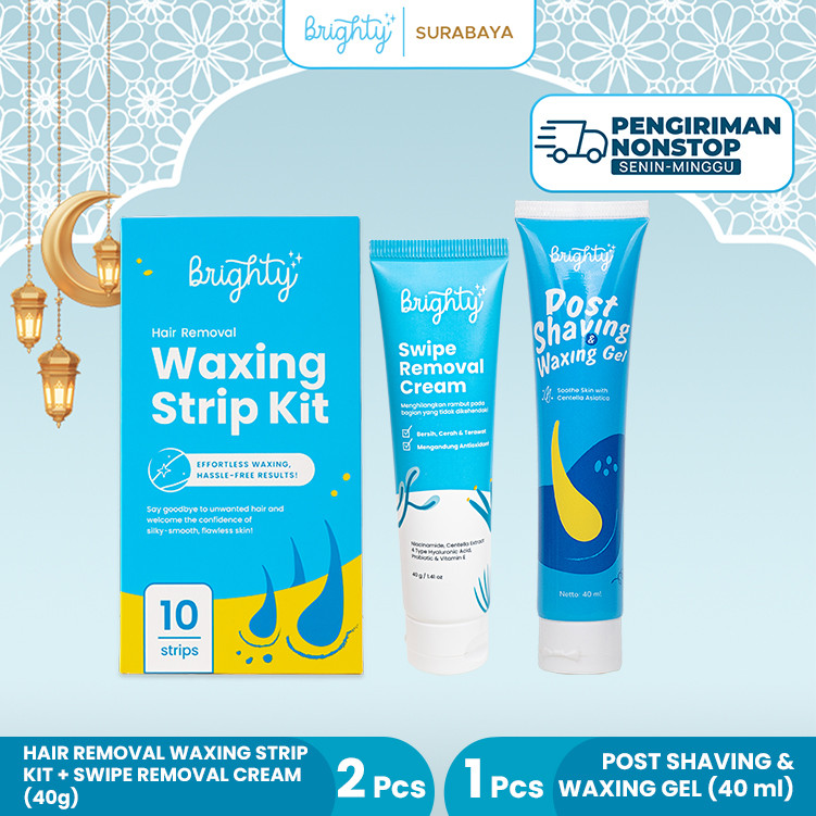 Jual Brighty Swipe Removal Cream X Waxing Strip Kit X Post Shaving ...