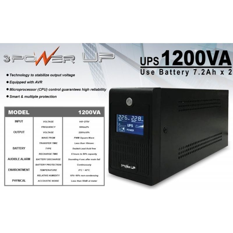Jual UPS Power Up 1200VA Stabilizer + USB / UPS 1200VA Power Up dengan ...