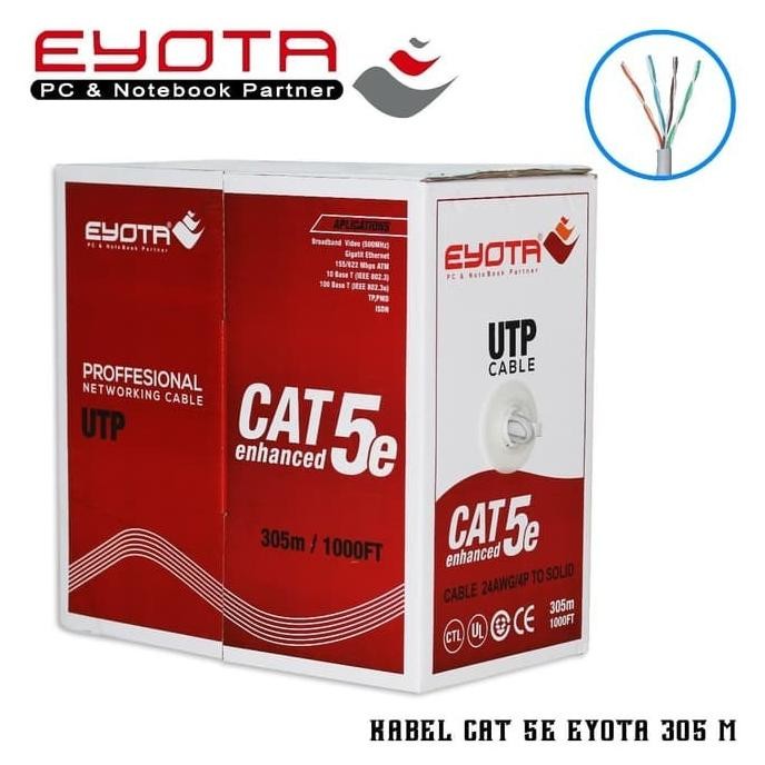 Jual Eyota Kabel Lan/UTP Cat 5e 305 Meter Koneksi Internet Stabil-Original | Shopee Indonesia