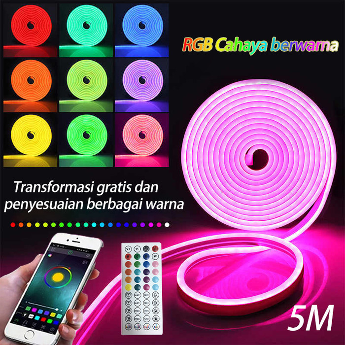 Jual Lampu LED Strip Neon Flex 220V Dekorasi Ruang Kamar Tidur DIY 5M RGB Lampu Bluetooth ...
