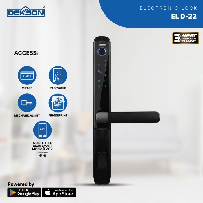 Jual Dekkson Smart Door Digital Lock Kunci Pintu Handle EL D22 BLACK ...