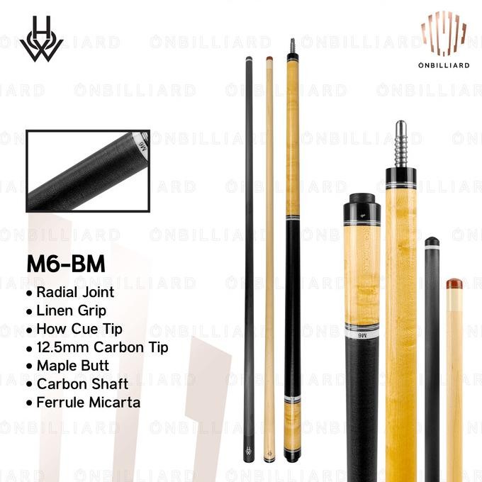 Jual HOW M6 Flash Series Play Cue Stick Billiard Carbon Low Deflection ...