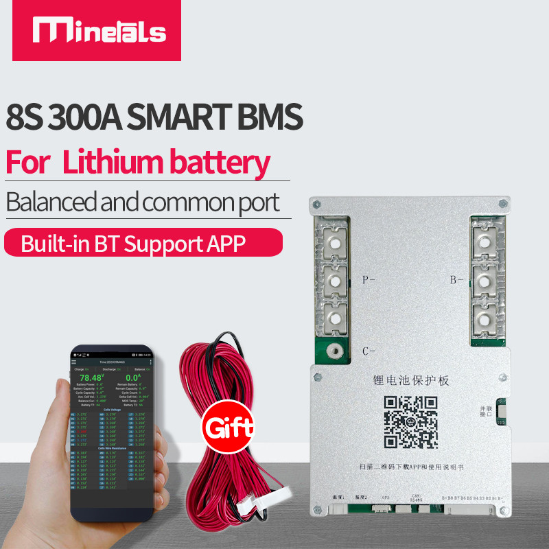 Jual VANE BMS 4S 5S 6S 7S 8S 300A Smart BMS 2A Active Balance Built-in ...