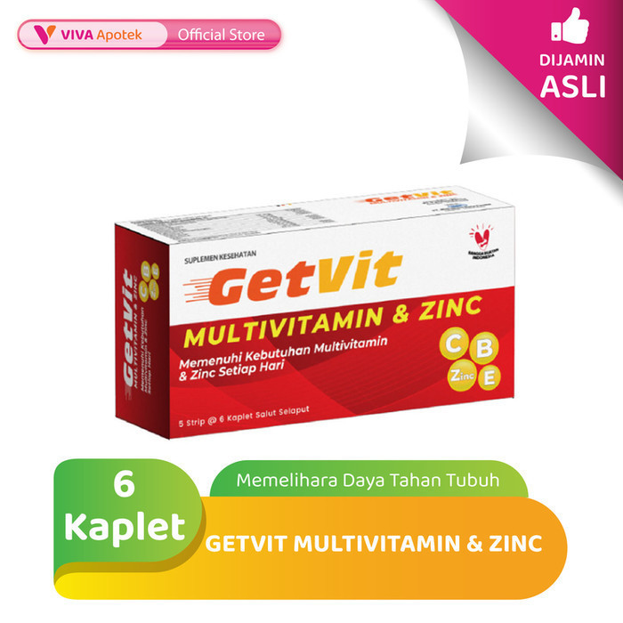 Jual Getvit Multivitamin & Zinc Meningkatkan Daya Tahan Tubuh (6 Kaplet ...