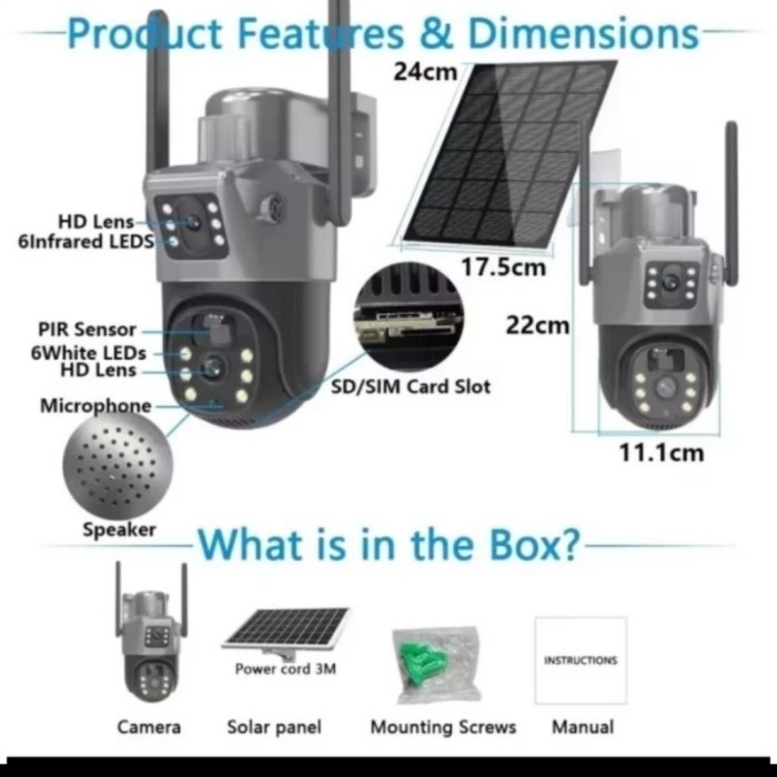 Jual CCTV Sim card 4G Solar Tenaga Surya Camera dengan Panel Surya ...