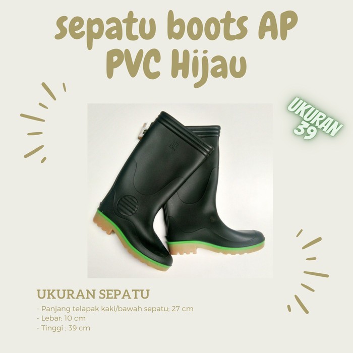 Jual Sepatu Boots AP PVC Hijau Ukuran 38-45 (Safety Shoes Boots Karet ...