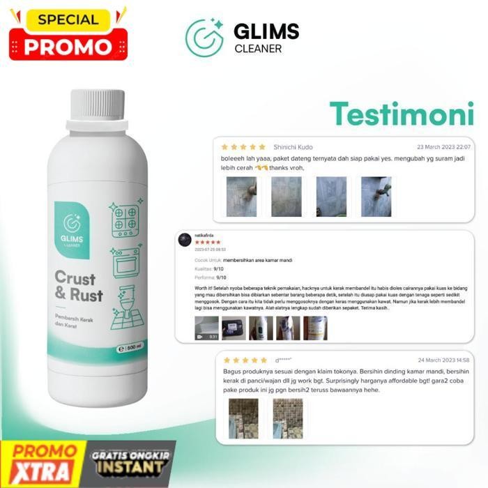 Jual TODAY GLIMS CLEANER PEMBERSIH KERAK KAMAR MANDI KERAMIK PORSELEN ...