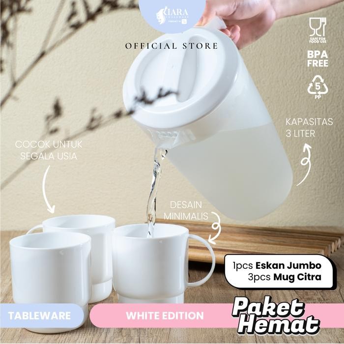 Jual Sale Paket Hemat Eskan/Teko Jumbo Ukuran 3L Dan Mug Citra Putih ...