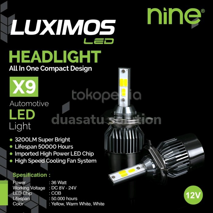 Jual Led Mobil Luminos Eco9 X9 H4 36Watt Bohlam Led Bisa 3 Warna | Shopee Indonesia