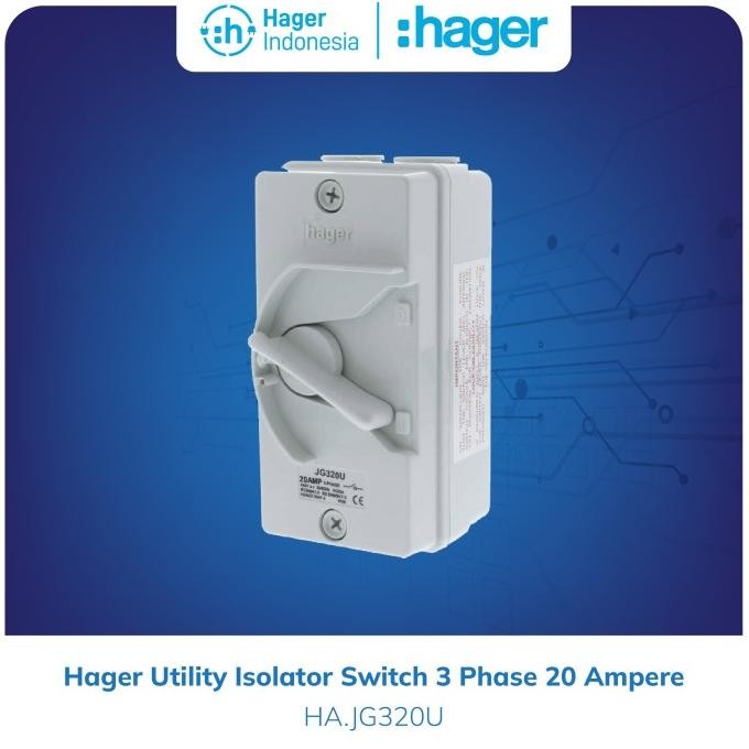 Jual ISOLATOR SWITCH HAGER UTILITY ISOLATOR JG320U 3 PHASE 20 AMPERE 3 ...