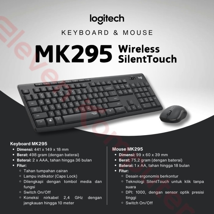 Jual LOGITECH MK-295 WIRELESS SILENT COMBO GRAPHITE | Shopee Indonesia