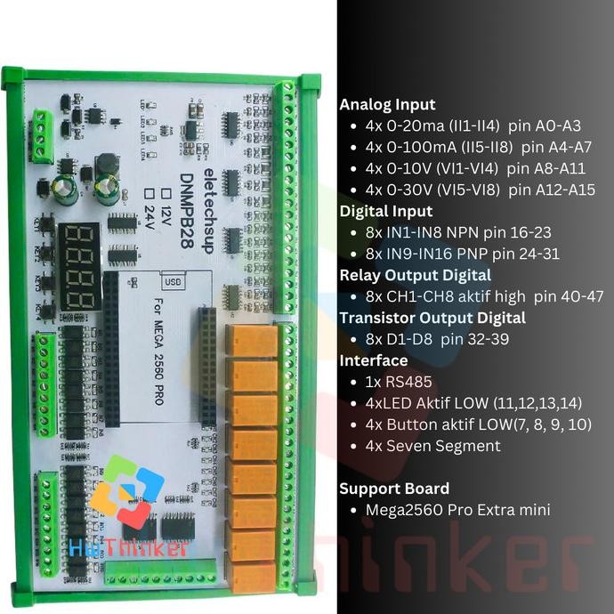 Jual Modul 8 Channel Relay Shield PLC Expansion RS485 DNMPB28 for Arduino Mega 2560 Mega2560 pro ...