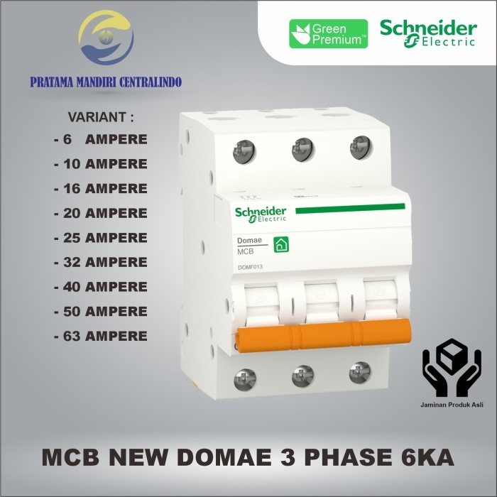 Jual HARGA DISC - MCB 3 PHASE NEW DOMAE 6KA SCHNEIDER 3 POLE 3P - 6 ...