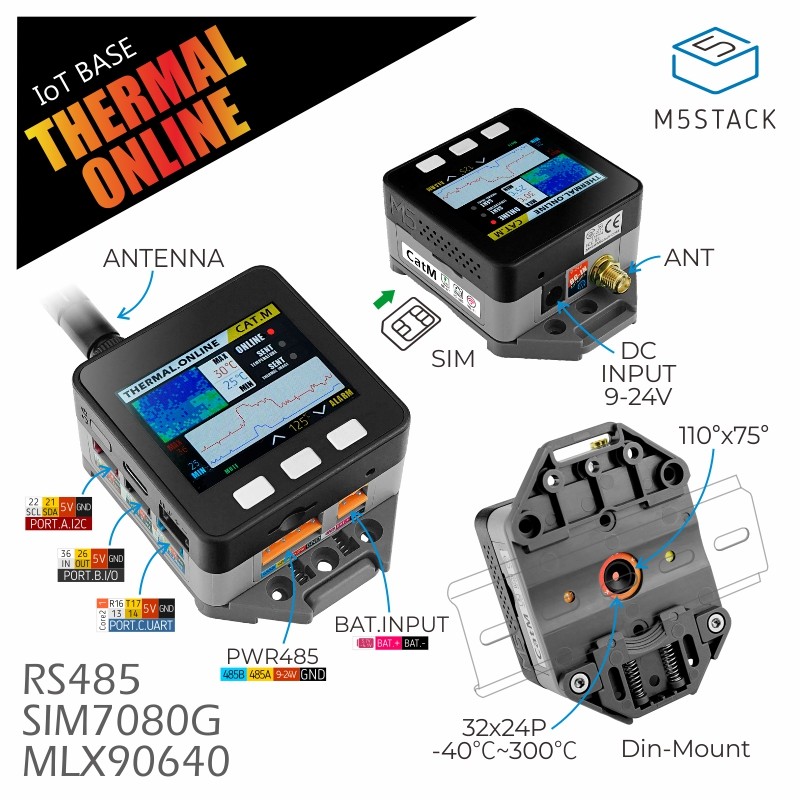 Jual New M5Stack Official IoT Base CAT-M Kit (SIM7080G) with Thermal Camera (MLX90640) | Shopee ...