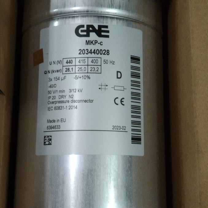 Jual kapasitor 25kvar/capasitor 25kvar capacitor GAE MKPc 25kvar 3p 415V | Shopee Indonesia