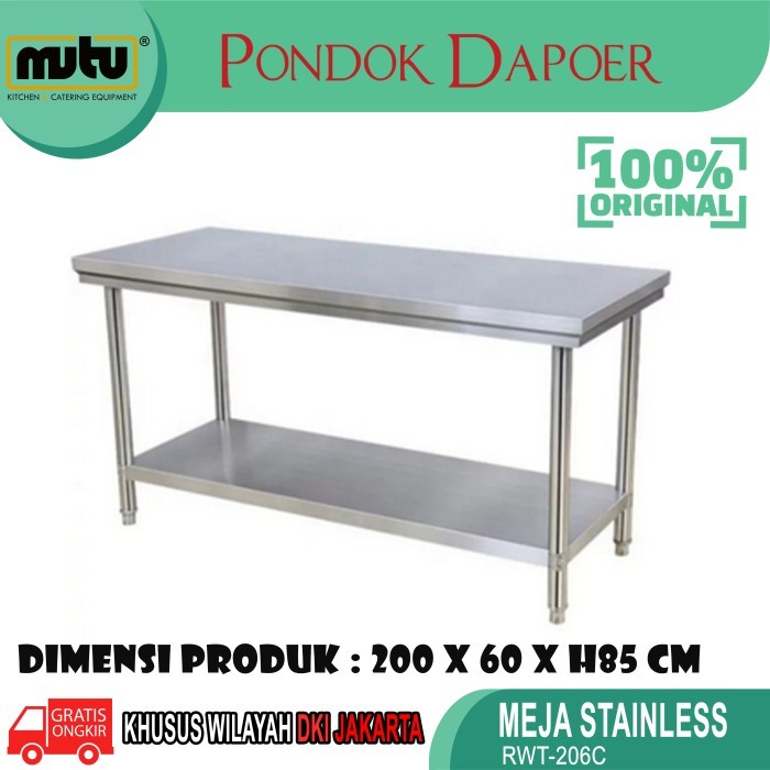Jual MEJA STAINLESS STEEL 2 METER WORKING TABLE DAPUR RESTORAN MUTU ...