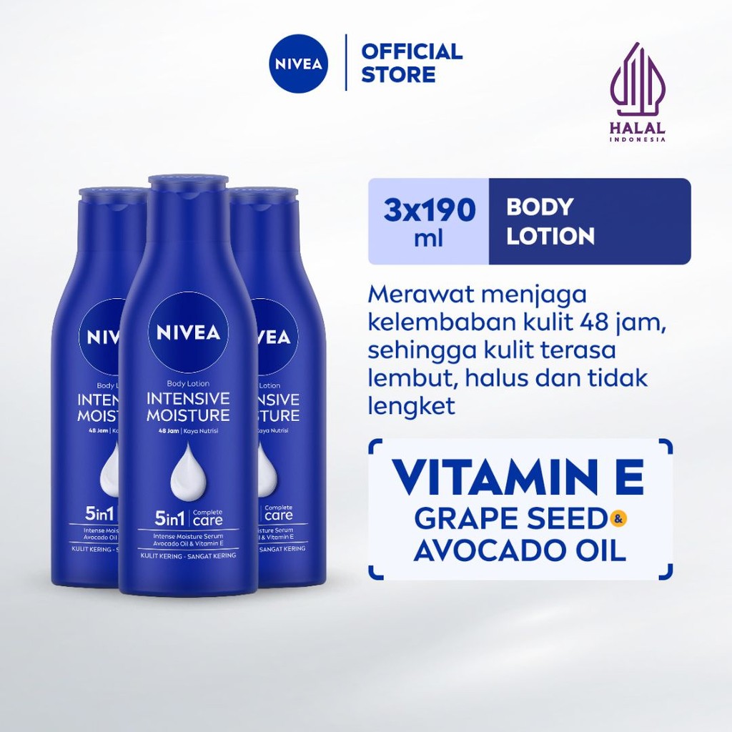 Jual NIVEA Body Intensive Lotion 190ml Triplepack | Shopee Indonesia