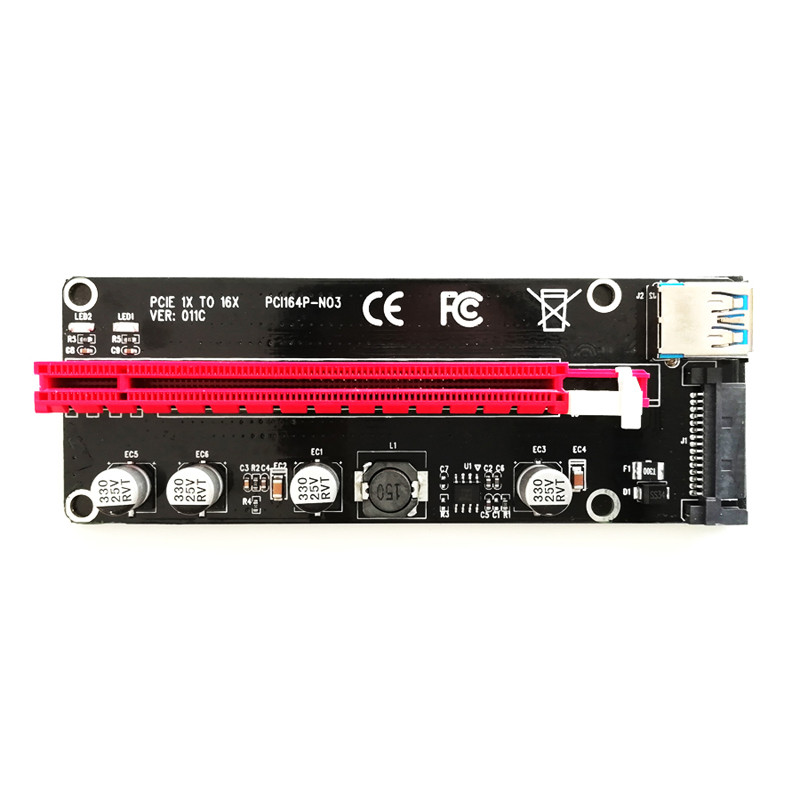 Jual BEST 50PCS Riser New VER011C PCI Express Riser Card PCI-E 1X to 16X Extender USB 3.0 SATA ...
