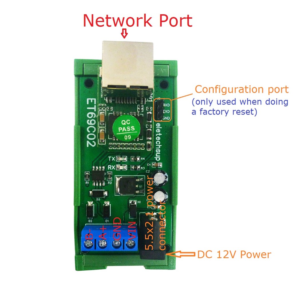 Jual NEW ET69C02 Serial Port Server Module RS485 to Ethernet Network TCP/IP Converter UDP TCP ...