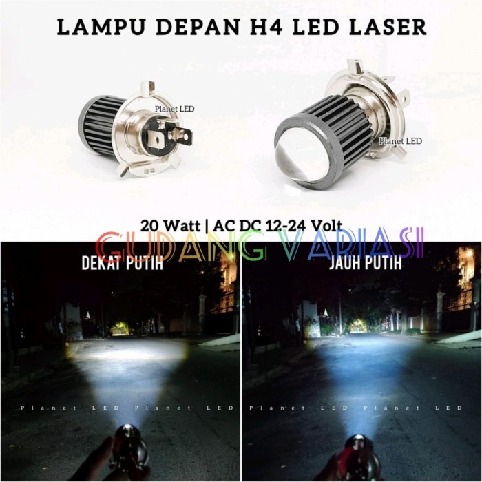 Jual Lampu Depan H4 LED Laser Lampu Utama H4 High Low Jauh Dekat Putih Puti | Shopee Indonesia