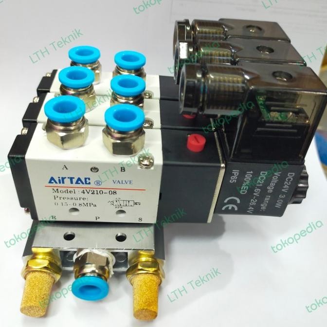 Jual Promo Solenoid Valve 3 Station Set Manifold 4V210-08 Airtac | Shopee Indonesia